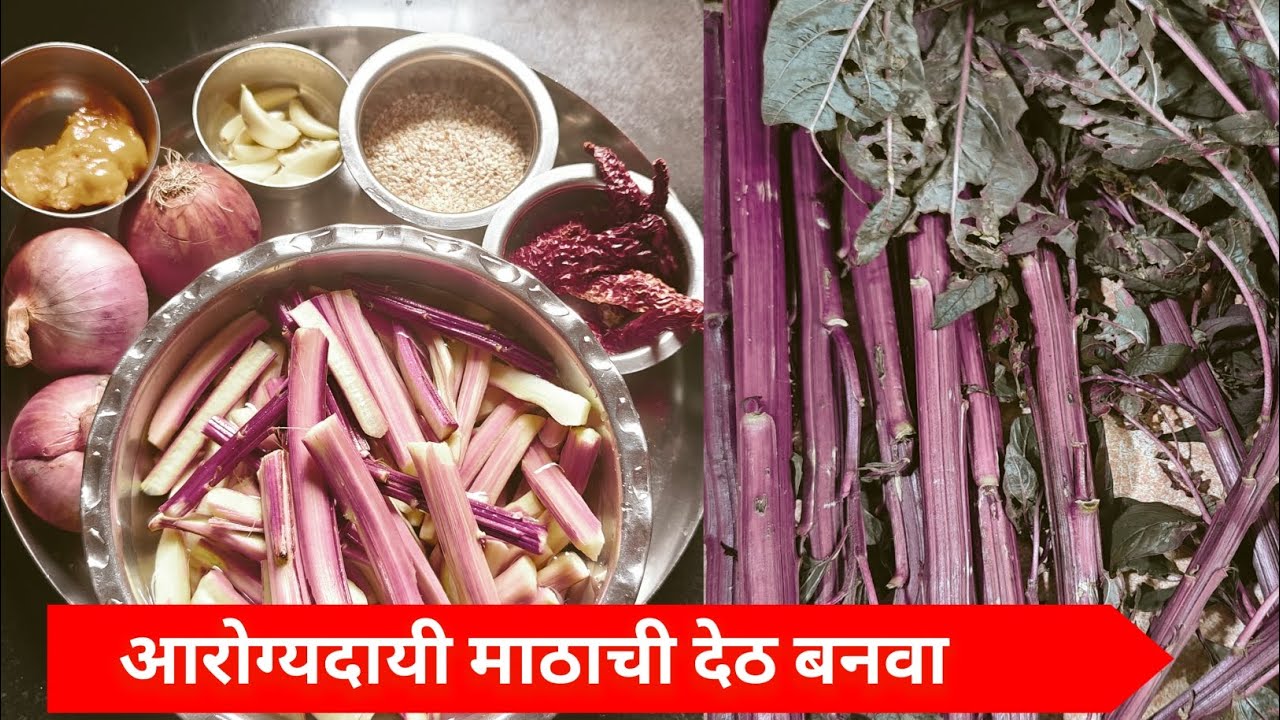 लाल माठाच्या देठाची भाजी | Healthy Laal Math Deth Sabji Recipe ...