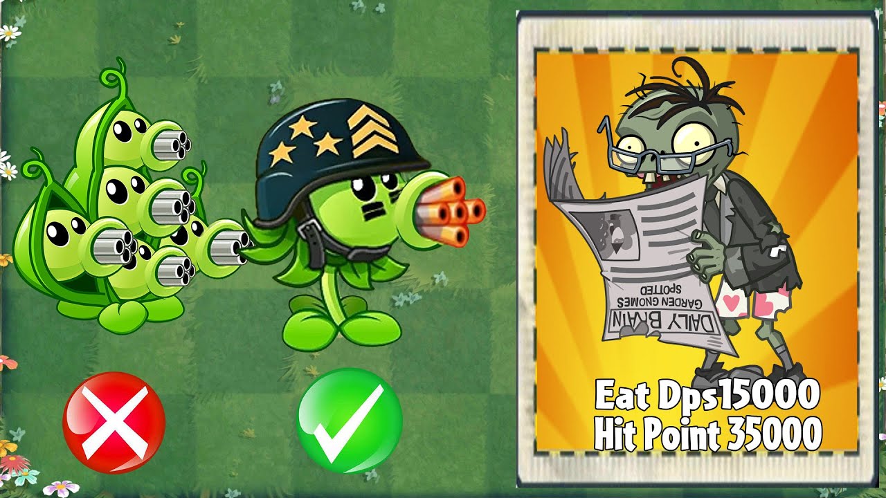 PvZ 2 Challenge - 100 Plant Level 1 Vs Newspaper Zombie 350000 HP - Who ...
