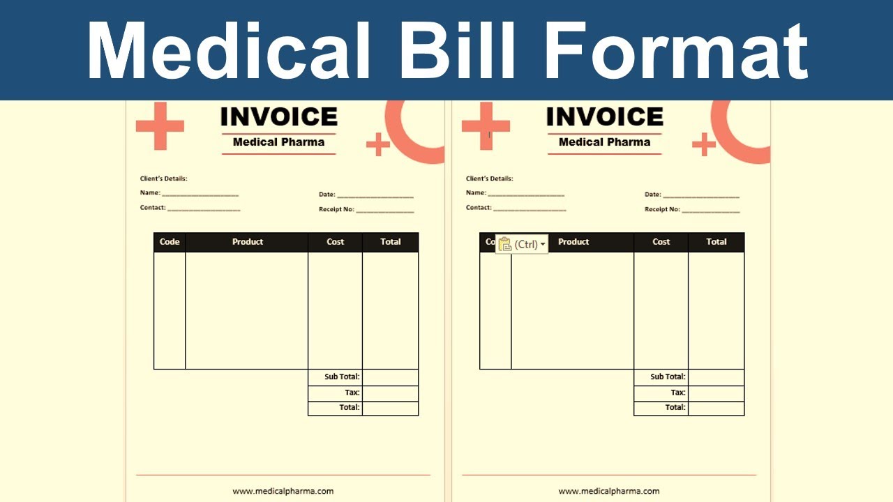 Medical Invoice Format in MS Word | Word me bill kaise banaye ...