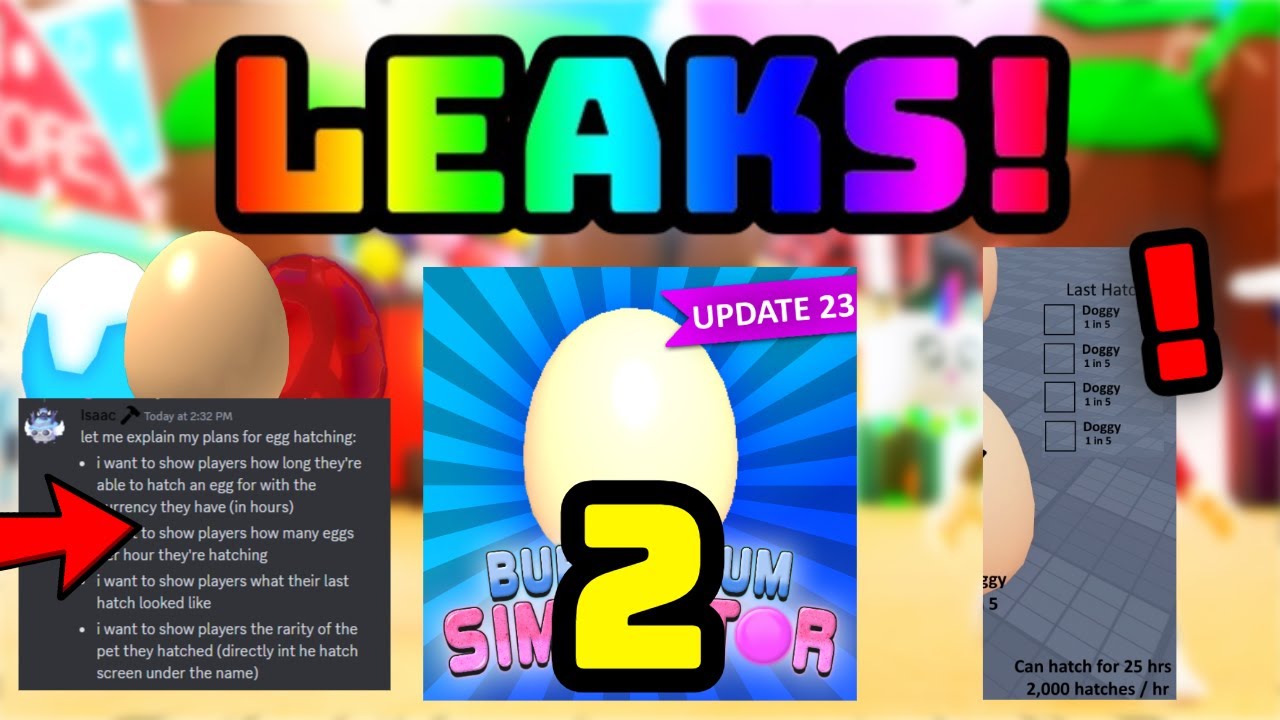 🥚ISAAC'S PLANS FOR EGG HATCHING!! 🔥BUBBLE GUM SIMULATOR 2 IS COMING ...