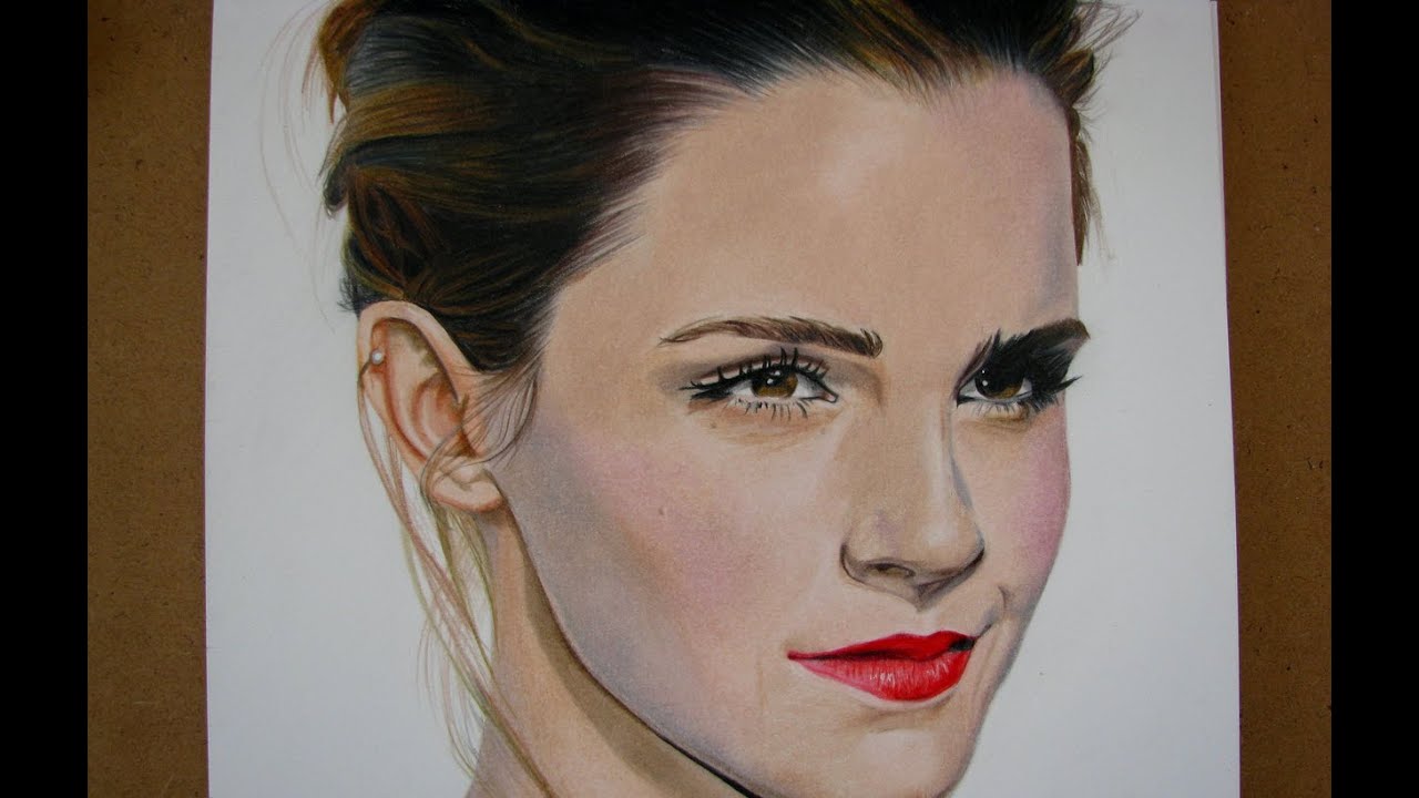 Cómo dibujar a Emma Watson prismacolor set de 48/ Cómo colorear piel ...