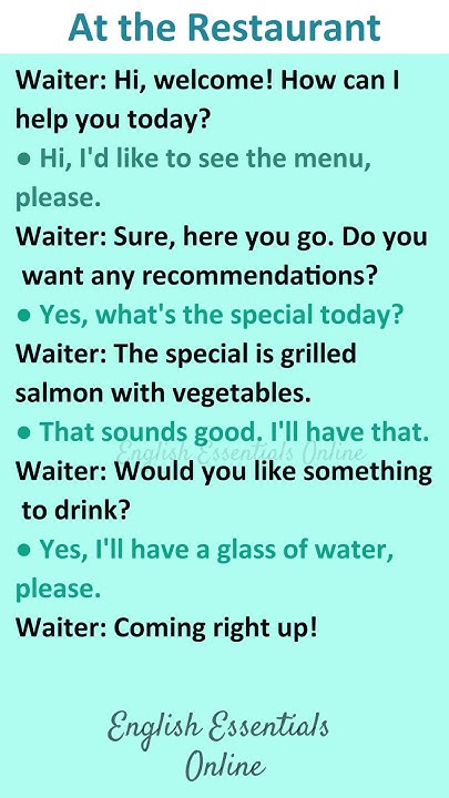 At the Restaurant Conversation| English for Beginners - YouTube