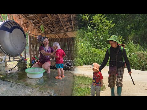 Harvesting and selling bamboo shoots in scorching heat: Cooling off after a day of hard work.