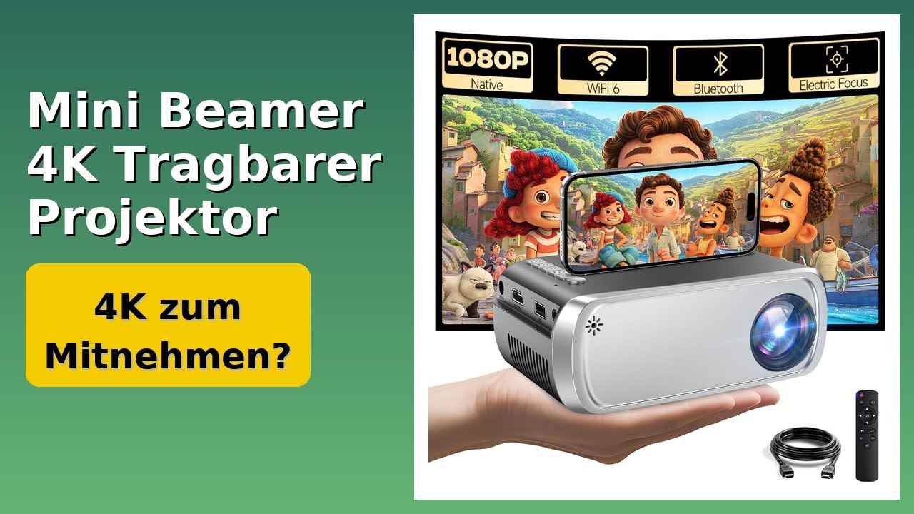 BEWERTUNG (2025): Mini Beamer 4K Tragbarer Projektor. WESENTLICHE ...