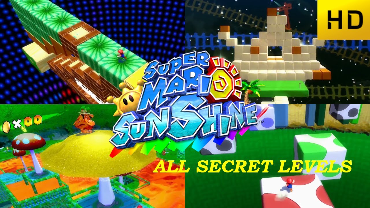 Super Mario Sunshine - All Secret Levels [HD Textures] (GameCube) - YouTube