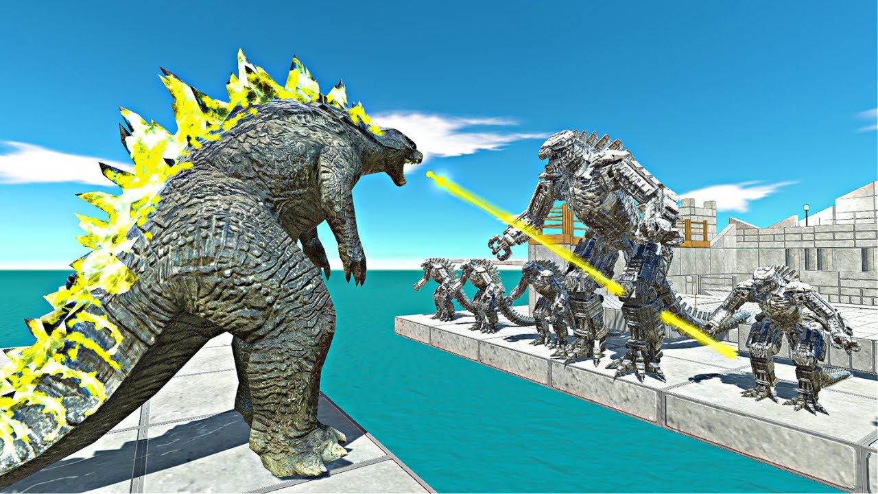 Yellow Godzilla 2014 vs Mechagodzilla - Animal Revolt Battle Simulator ...