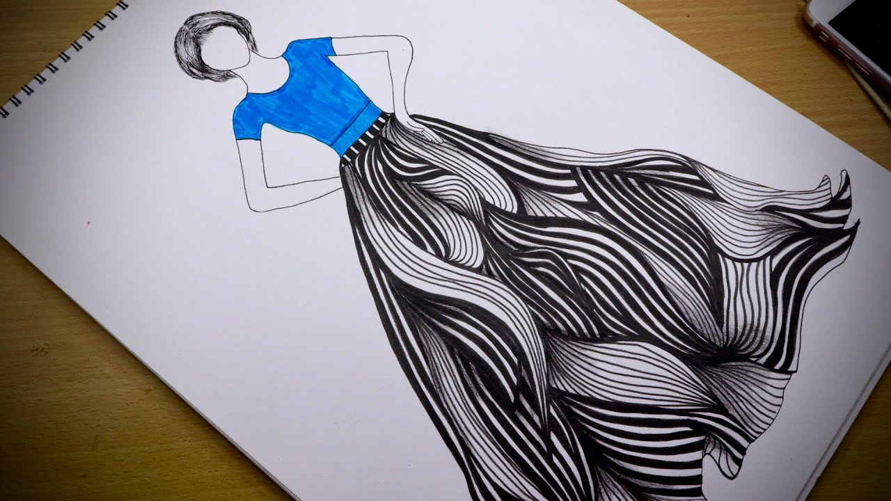 How to draw Beautiful Optical Illusion dress/ dress design/ fashion ...