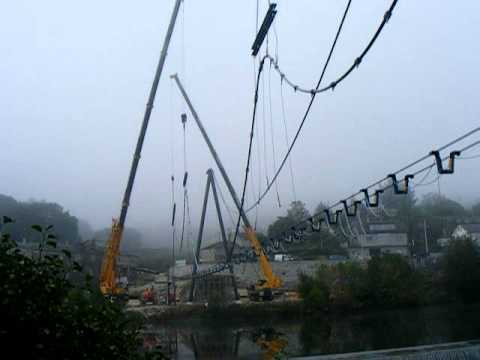 Pasarela de San Lázaro - Lugo - Montaje 2o cable principal - YouTube