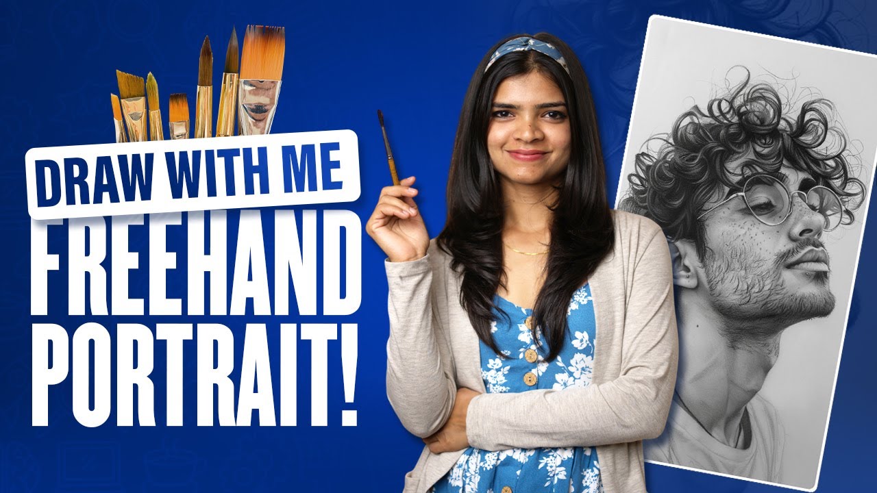 How To Draw Freehand Portrait - YouTube