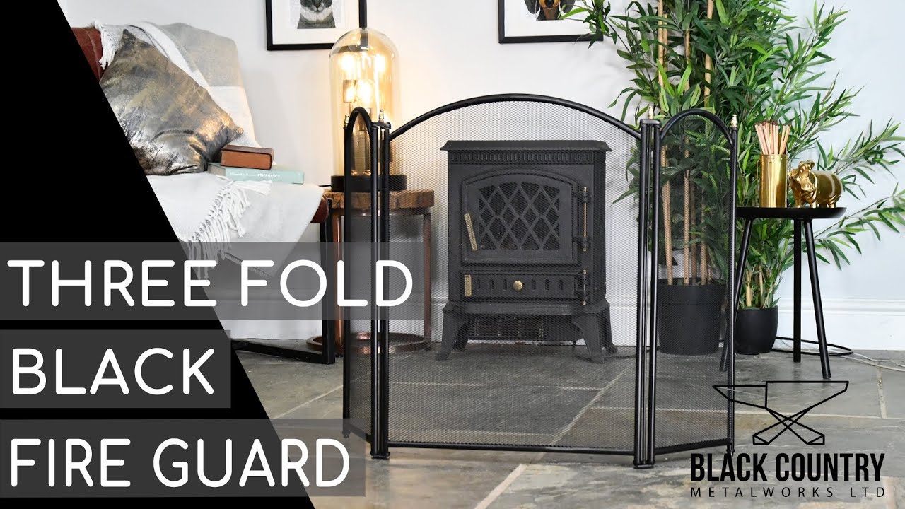 Paignton Three Fold Black Fire Guard - YouTube