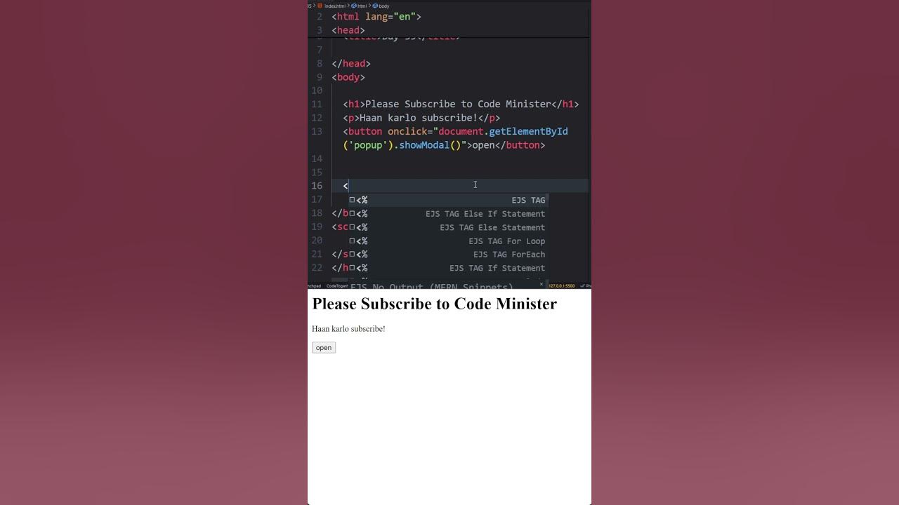 Day 35 of 45 Days HTML Challenge | dialog tag in html #codeminister #frontend #html - YouTube