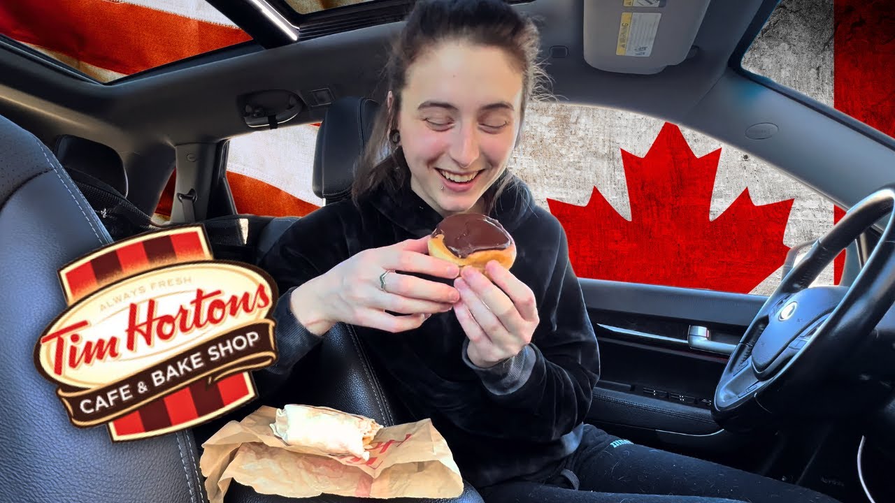 American Tries Canadian Tim Hortons for the First Time! - YouTube