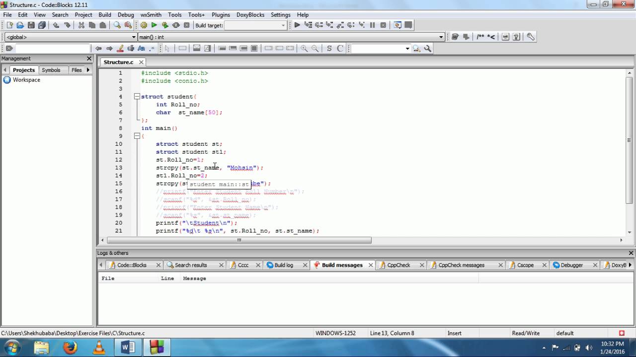 C In Hindi Structure Youtube