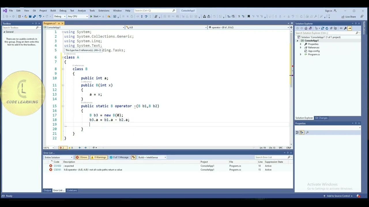 C# | Operator overloading '- Operator' | CodeLearning - YouTube