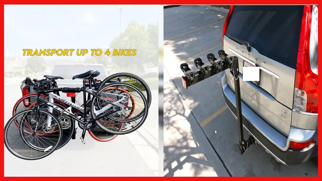 MaxxHaul 70210 Hitch Mount Bike Rack 4-Bike Rack, Black For Cars Trucks ...