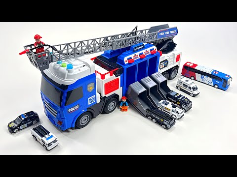 Unboxing fire rescue truck,EV police car, remote control RC city bus,EV Transforming Excavator
