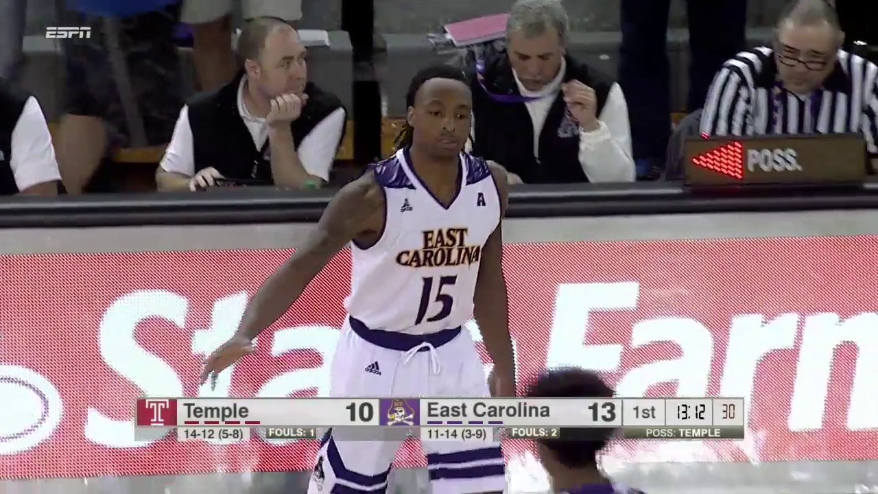 Andre Washington- C 7'0" 240 lbs. East Carolina (ECU vs Temple) - YouTube