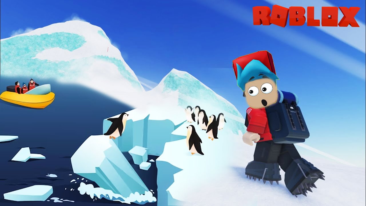 VIAJAMOS ATÉ A Antártida e VISITAMOS OS PINGUINS - ice climbing roblox ...
