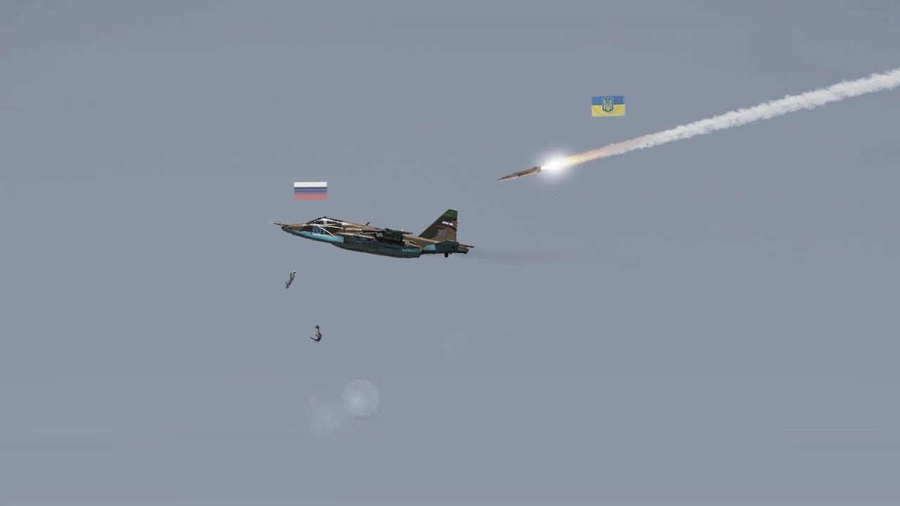 Scary moment! Ukrainian anti-air system crashes into Russian SU-25 ...