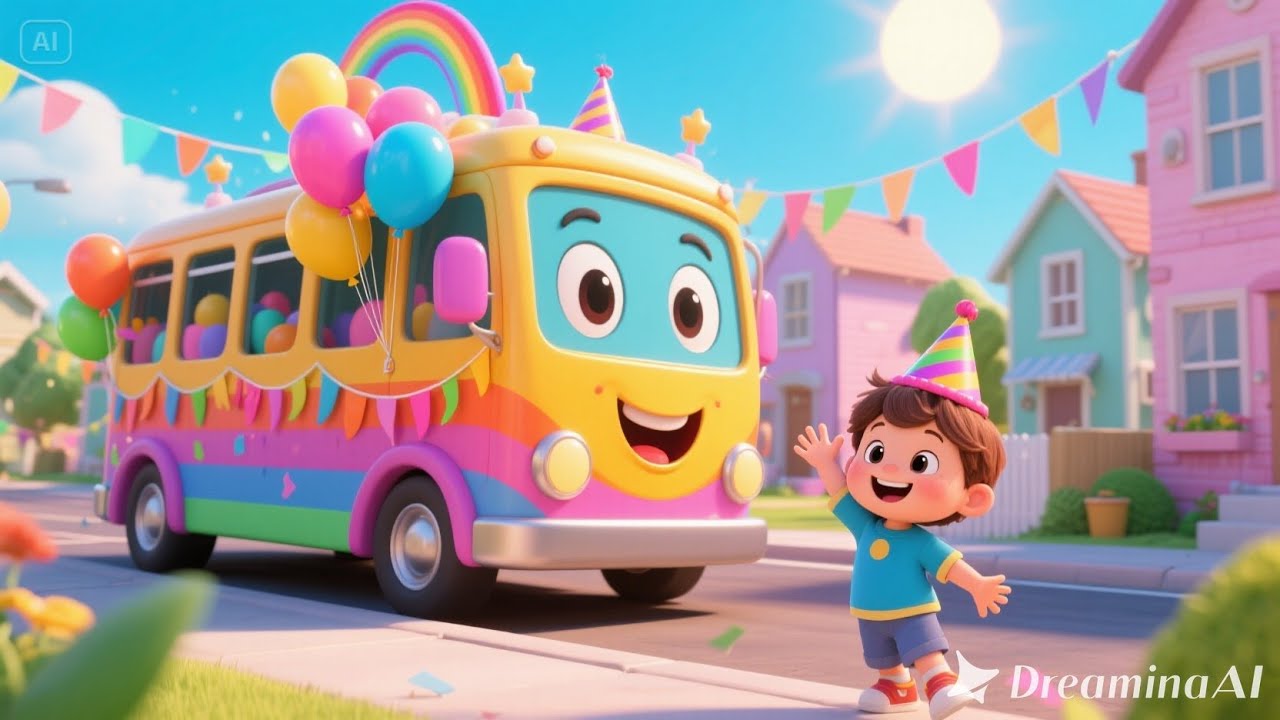The Wheels on the Birthday Bus – Fun Nursery Rhyme for Kids - YouTube