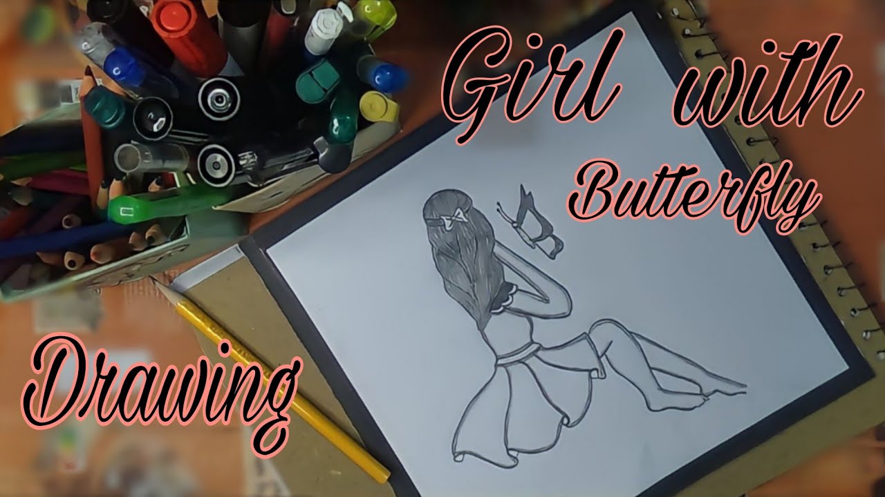 How to draw a cute girl with butterfly 🦋 | Drawing for beginners ...