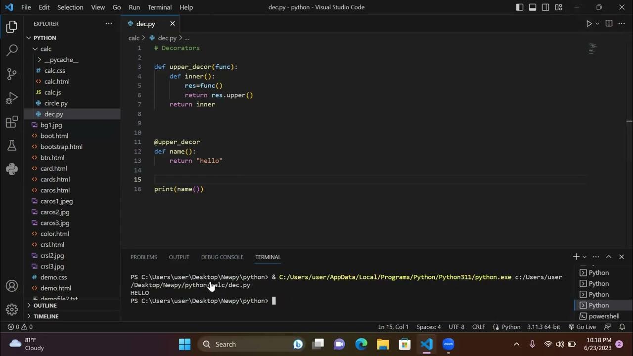 PART 19 | PYTHON | DECORATORS | MALAYALAM TUTORIAL | HEXCENT - YouTube