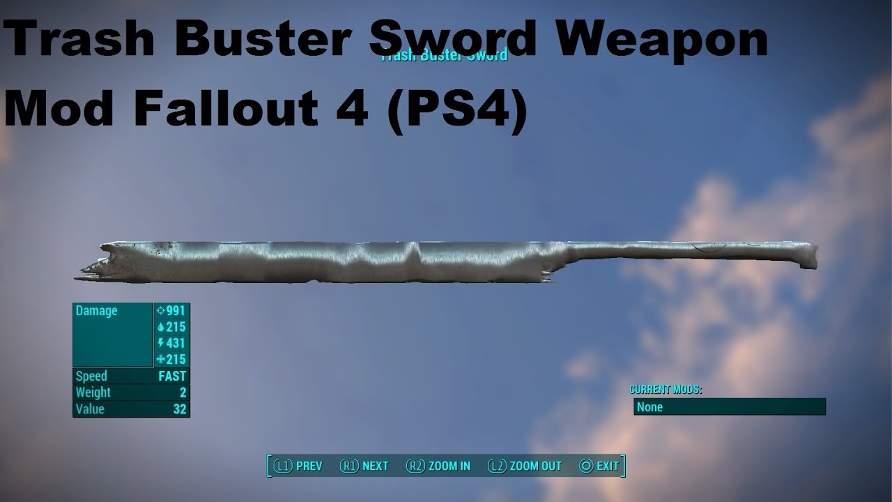 Trash Buster Sword Weapon Mod Fallout 4 PS4 - YouTube