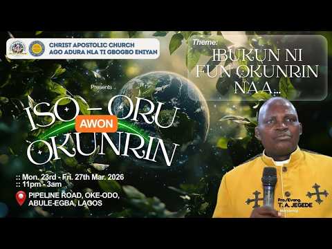 MEN'S  VIGIL  || 27 MARCH 2026 || PROPHET T.A JEGEDE || CAC AGO ADURA