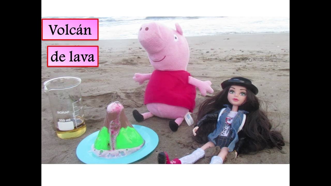 Peppa Pig y el Volcán de Lava Súper Experimento en la Playa | Vídeos de ...