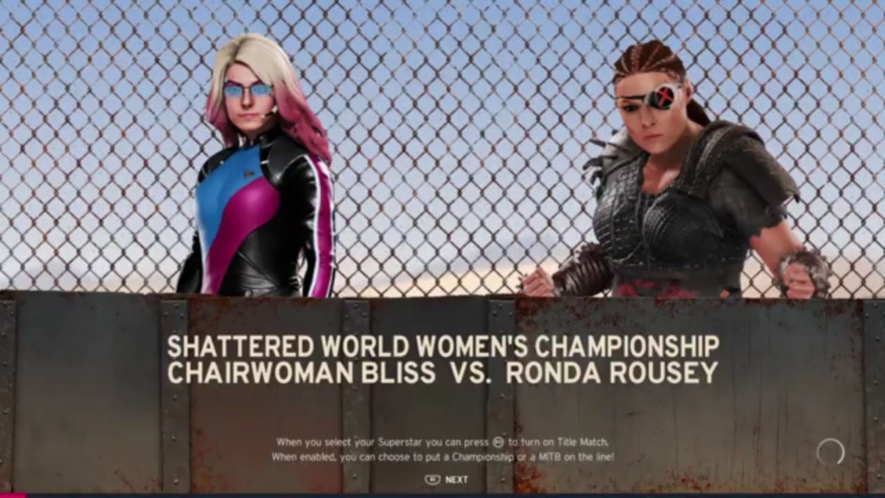 WWE 2K20 Ronda Rousey VS Chairwoman Bliss 1 VS 1 No Holds Barred Match ...
