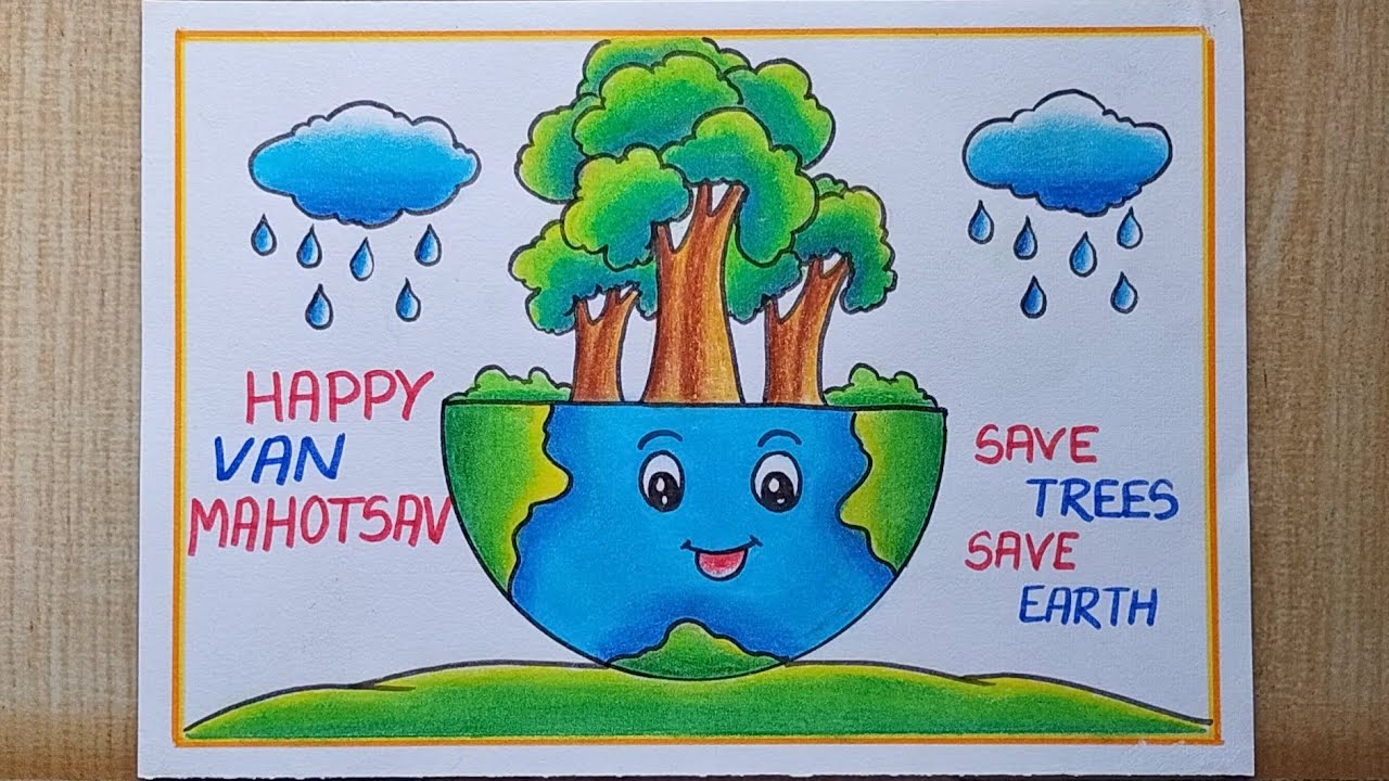 Van Mahotsav drawing easy| Van Mahotsav Poster drawing| Save Earth ...