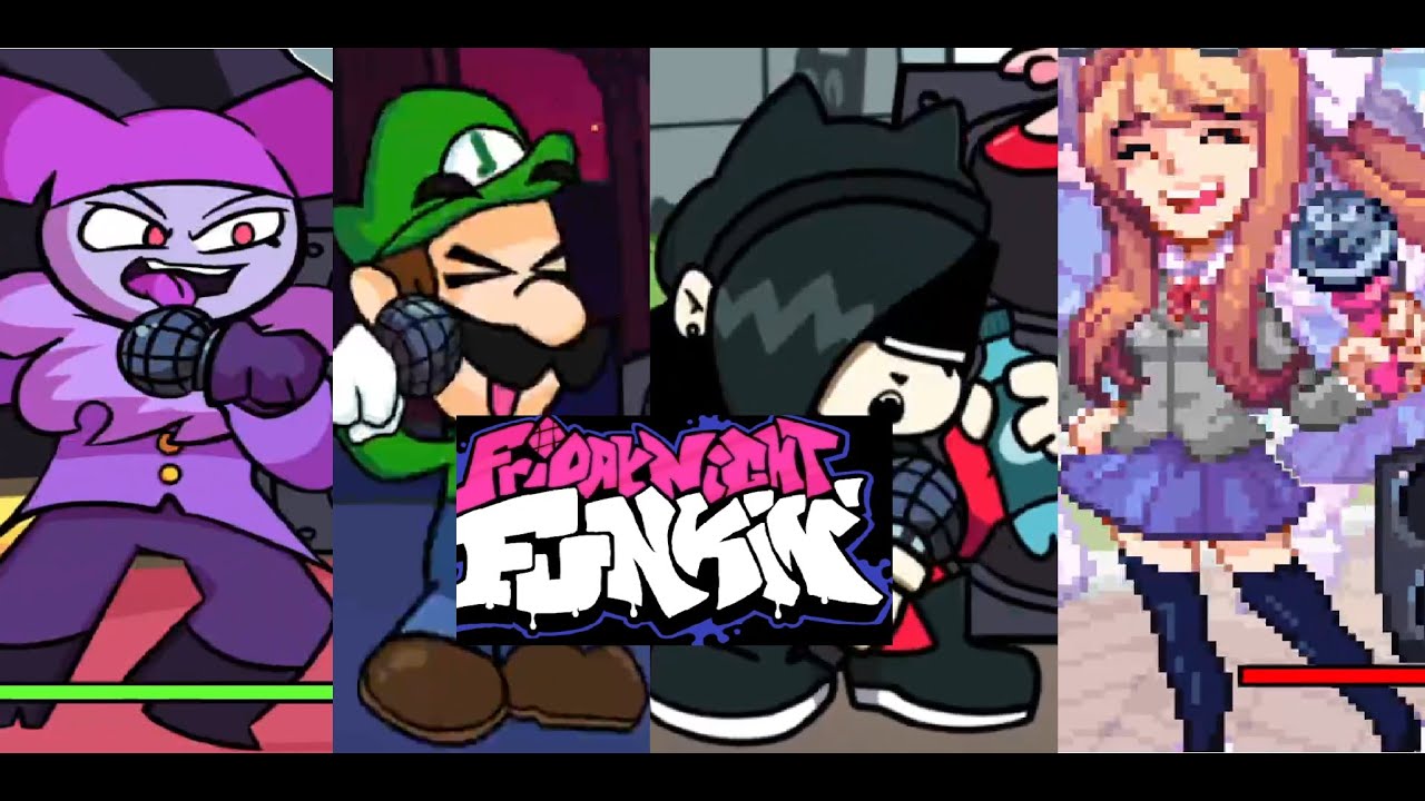 FNF Mods ( jester, lugi brotherhood, Monika, Annie) - YouTube