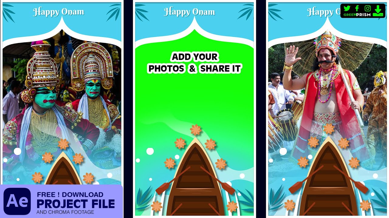 Happy Onam Festival🎷Flute Remix Green Screen & After Effect Template 💯 ...