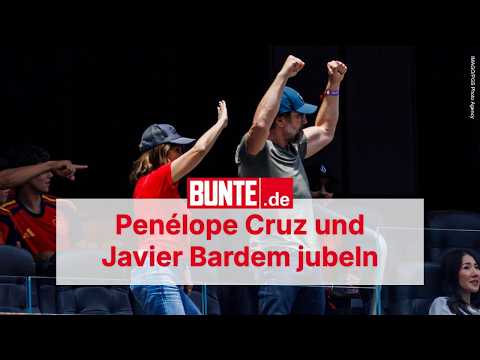 Penélope Cruz und Javier Bardem jubeln mit ihren Spaniern