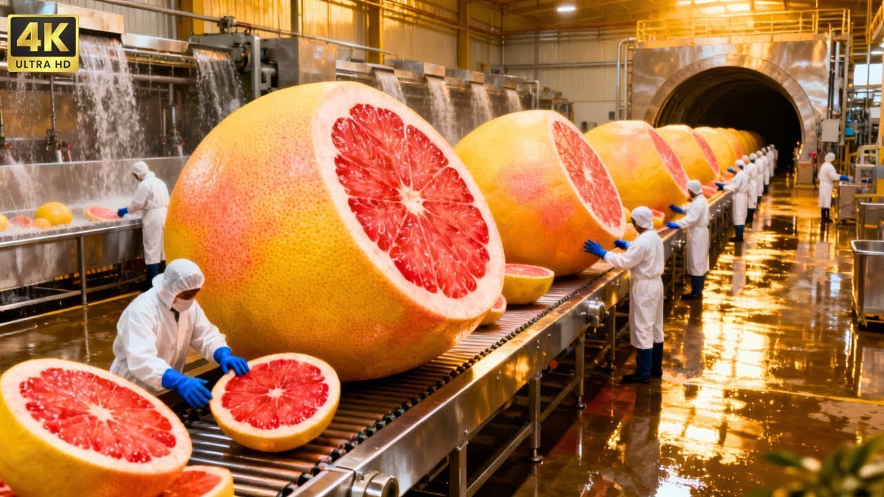 Inside a Modern Grapefruit Plant: Fresh Grapefruits to Pink Citrus ...