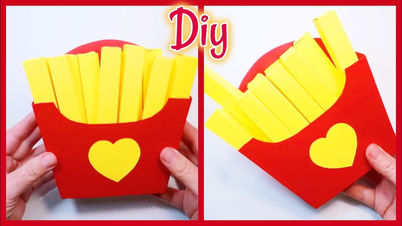 🍟 DIY gift box in the shape of French fries, cardboard, gift idea for ...