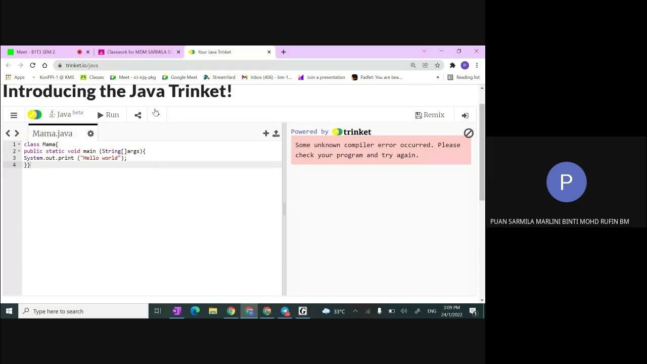 B1T3 JAVA CODING USING TRINKET - YouTube
