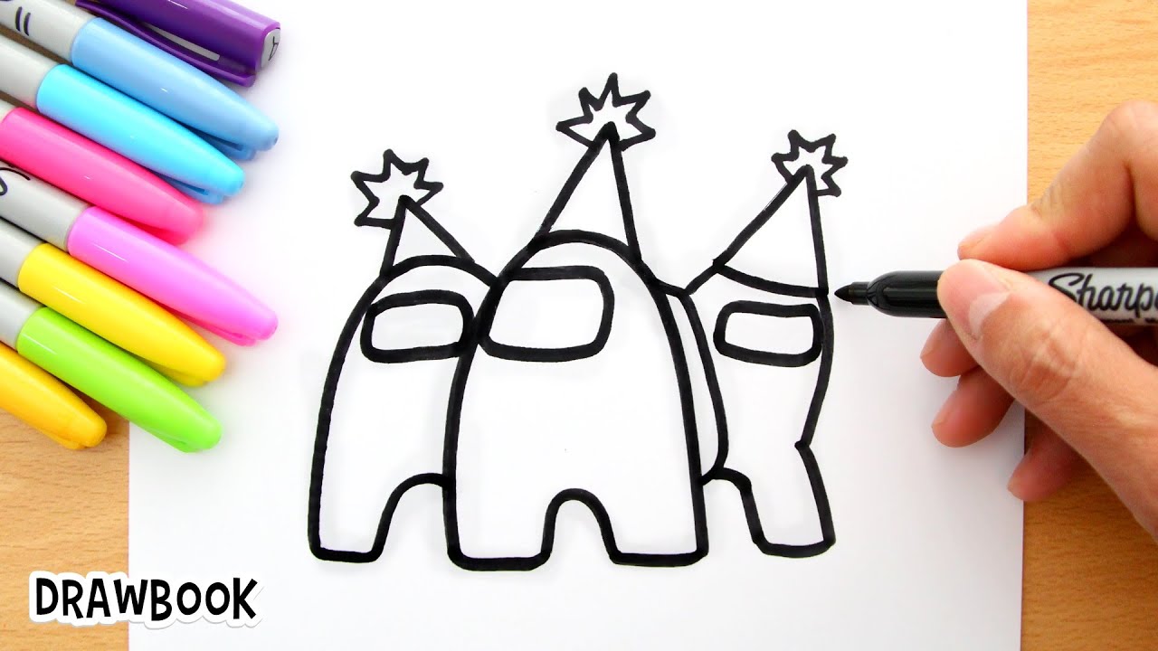 How to draw AMONG US HAPPY NEW YEAR 2021 Drawbook