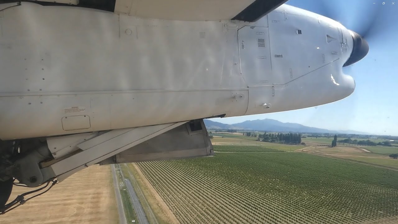 Inflight Departure from Blenheim Airport Runway 06 Dash 8 Q300 Air New ...