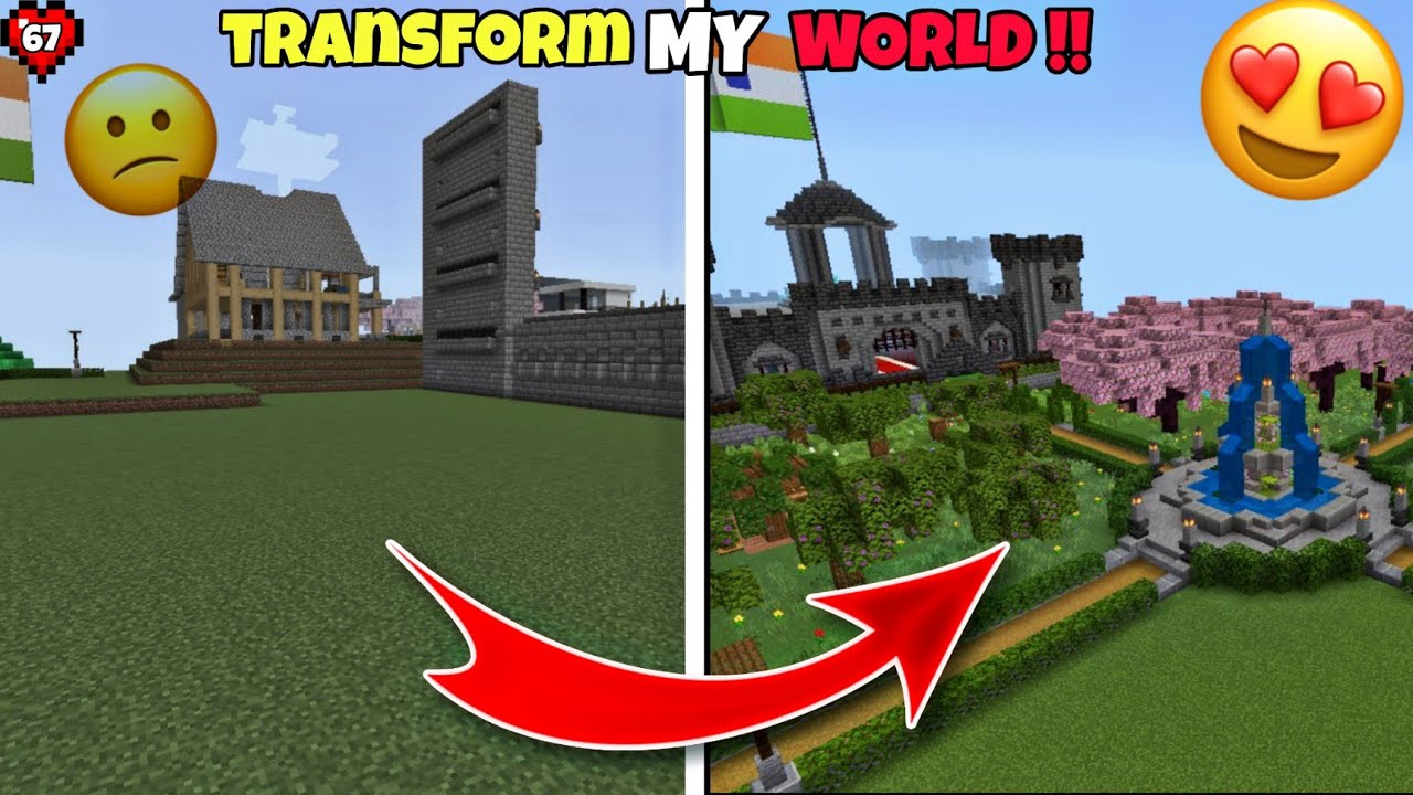I TRANSFORM MY WORLD !! 🔥 Minecraft pe 1.20 | Hindi | #minecraft# ...