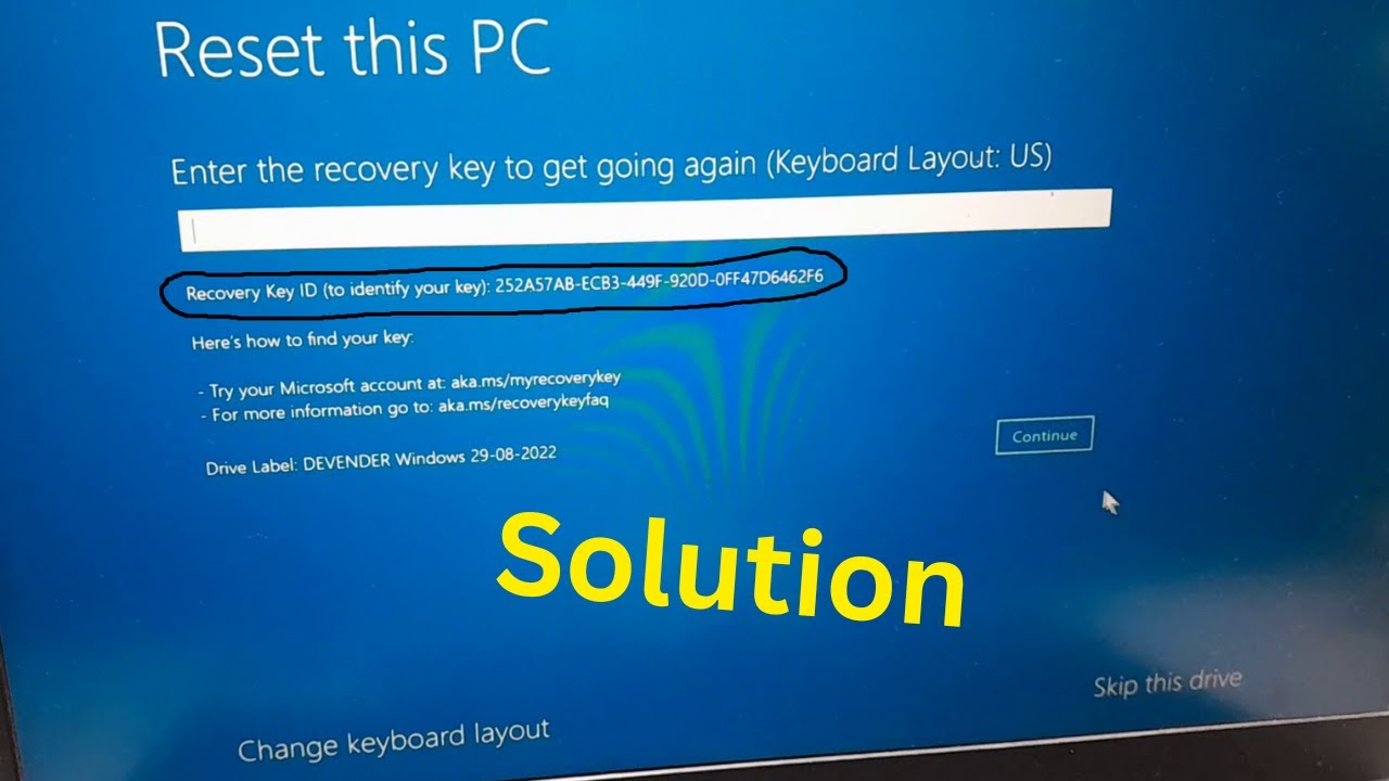 Bitlocker Recovery Key | Bitlocker Unlock With Recovery Key - YouTube