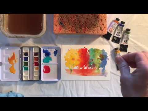 Painting Rainbow Trees In Watercolor - YouTube