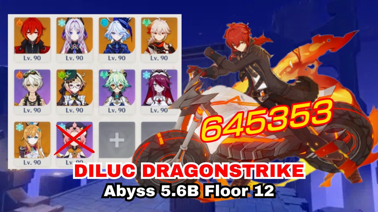 Diluc Dragonstrike No Movement Speed Buff All Chamber 5.6b Spiral Abyss ...