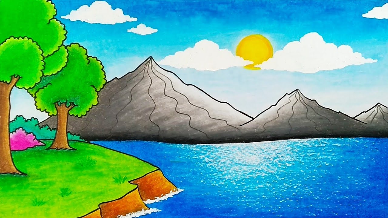 15 Gambar Mewarnai Pemandangan FIFI TAN | Pemandangan Pegunungan Dan