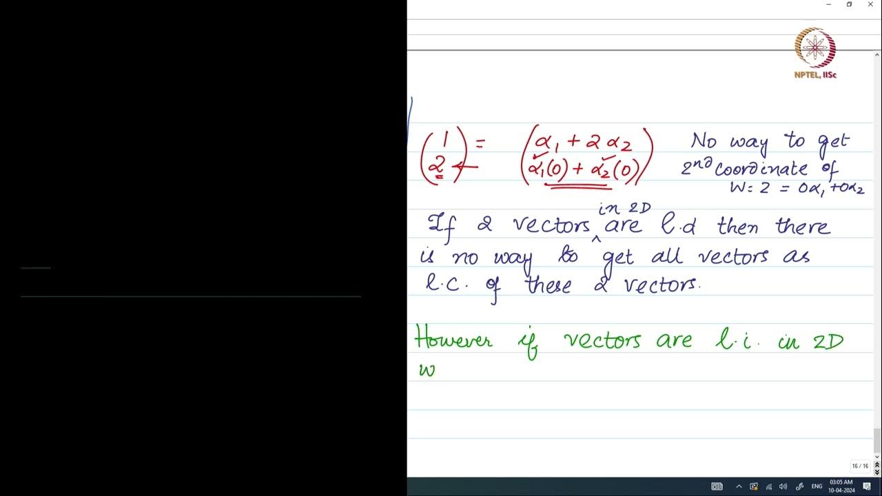 Lec 14 Linearly Independent and Dependent vectors, , Dot Product of vectors - YouTube