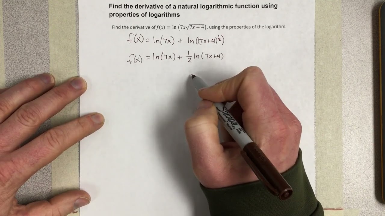 Find The Derivative Of A Natural Logarithmic Function Using Properties Find The Derivative Of A Natural Logarithmic Function Using Properties