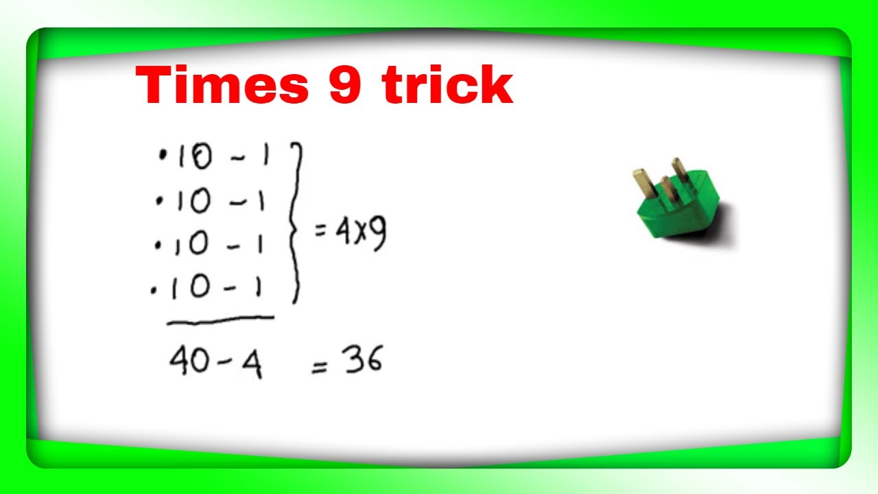 Times 9 trick - How to teach 9 times table using a trick - YouTube