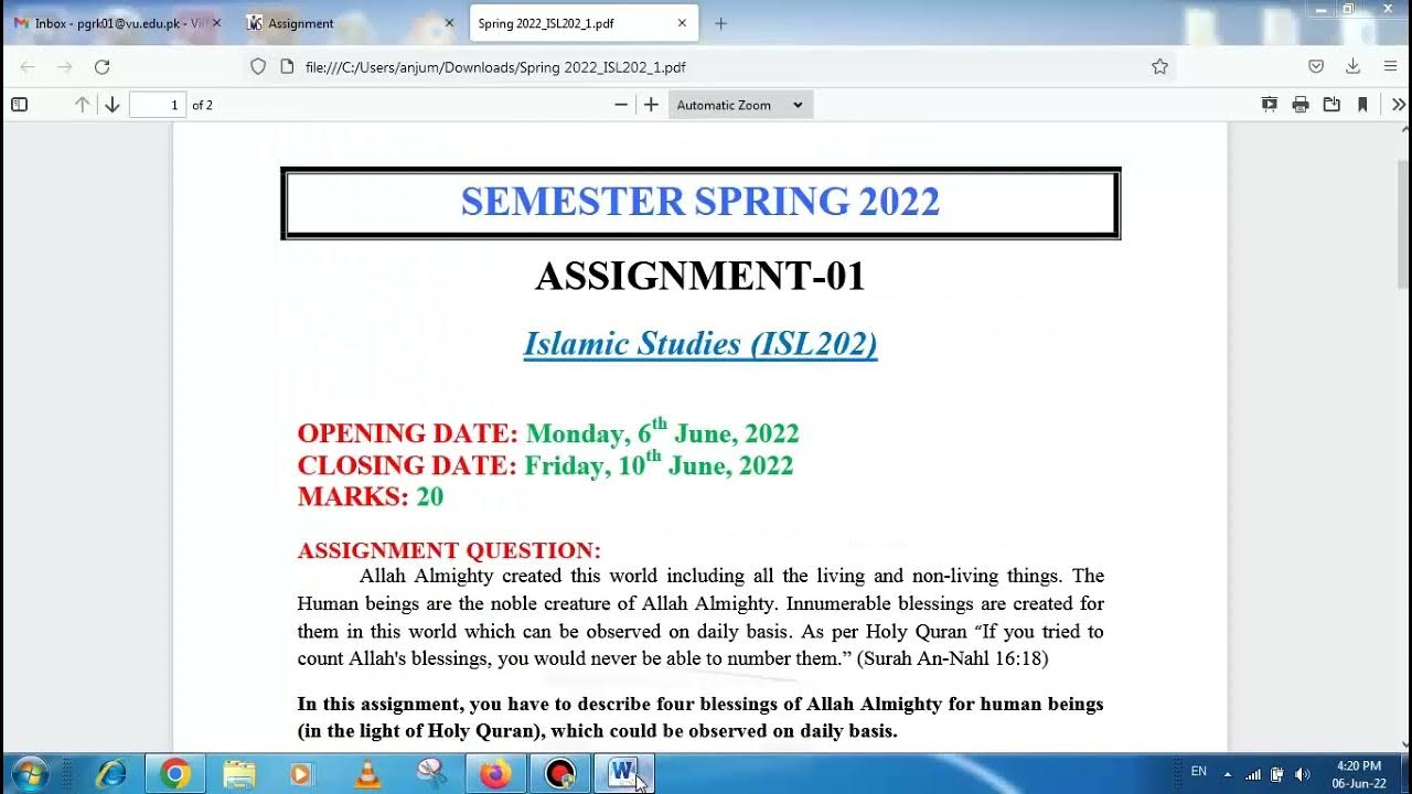 How to make and submit VU assignment | inline assignment - YouTube