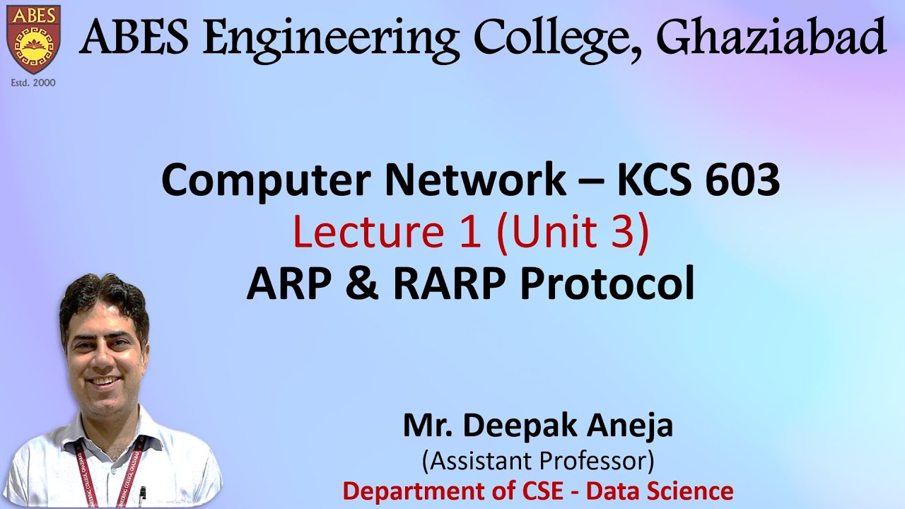 Lecture 1 Unit 3 Arp And Rarp Protocol Computer Network Youtube