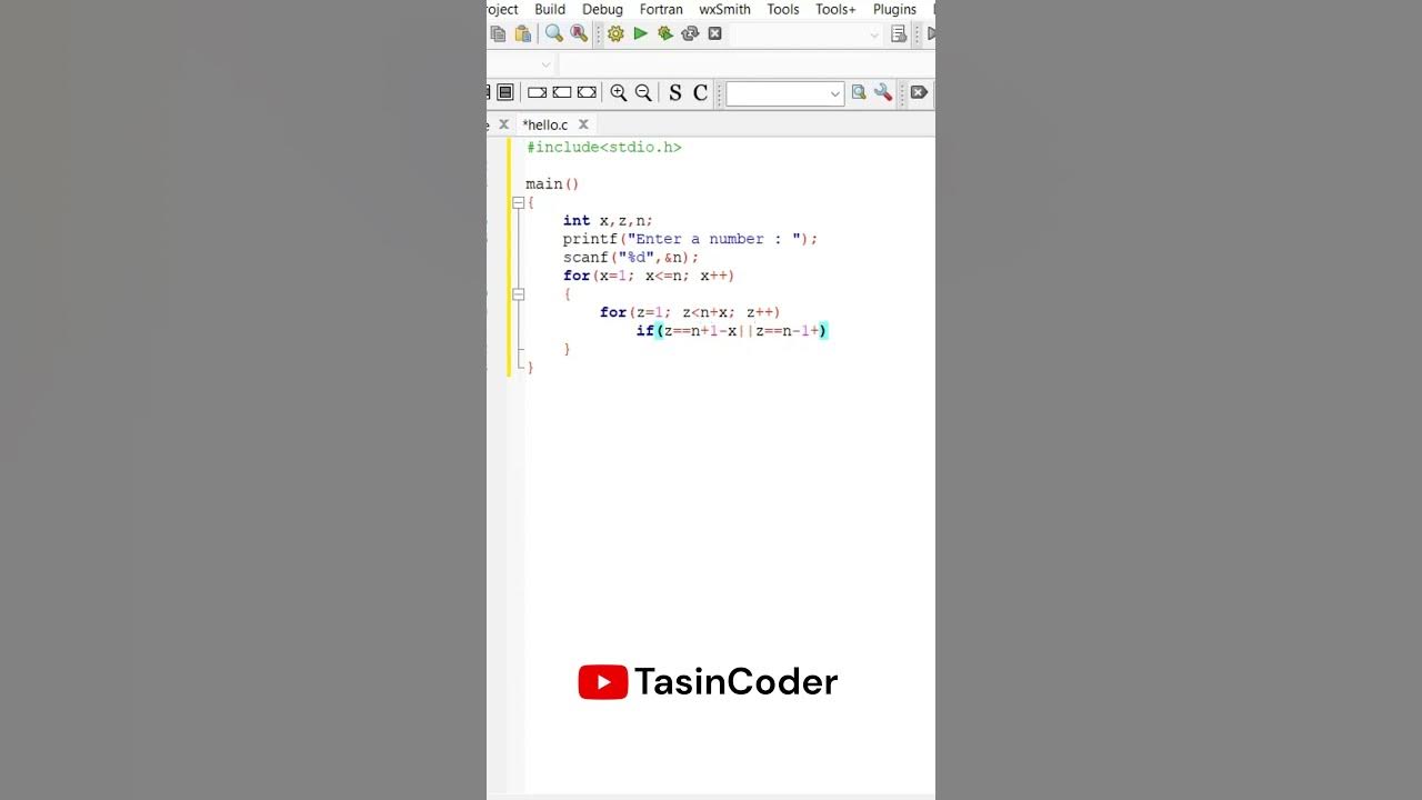 Star Pattern 23 Program In C Language Tasincoder Youtube
